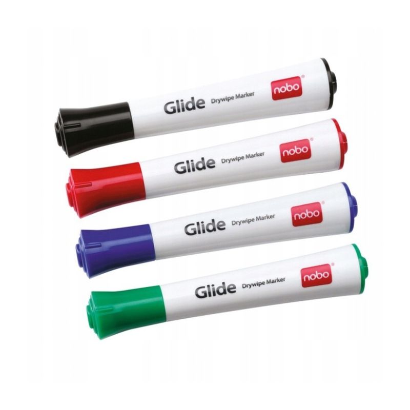Markery do tablic suchościeralnych Nobo Glide 4 kolory